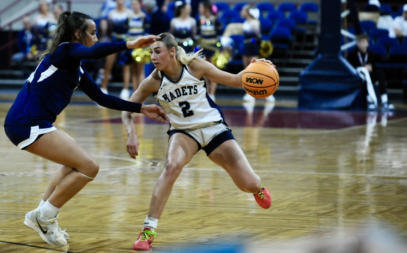 Girls basketball players in Class 6A, 5A and 4A utilizing the 3-ball